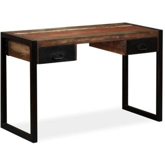 vidaXL Vidaxl - Bureau avec 2 tiroirs Bois de récupération massif 120x50x76 cm