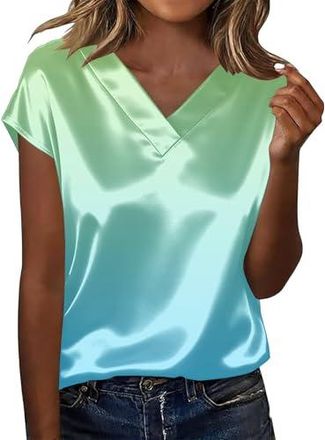 Generic T-shirt d&eacute;contract&eacute; &agrave; manches courtes et col rond pour femme - L&eacute;ger - Pour l&eacute;t&eacute; - Doux et respirant - Pour le quotidien, les voyages, les loisirs, ve