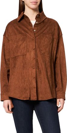 Ipekyol Womens Below HIPS Laser Cut Suede Shirt Jacket, Brown, 36