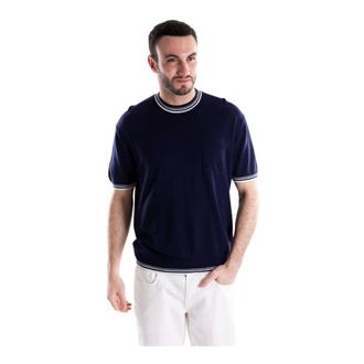 Paolo Pecora Homme, Pulls, Bleu, Taille: L T-shirt col rond