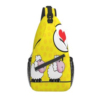 AOOEDM Süße Tierschafe Liebesgeschichte Kreuz Brusttasche Diagonal Sling Rucksack Crossbody Umhängetasche Reisen Wandern Tagesrucksäcke für Männer Frauen
