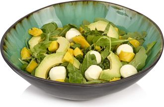 S&auml;nger | Salatschale Palm Beach aus Steingut, Salat Teller, Sch&uuml;ssel, Einzigartiges Design 1800 ml | PREMIUM COLLECTION