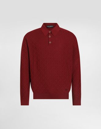 Dolce & Gabbana Micro-dot Stitch Polo Shirt - Mann Strickwaren Bordeaux 46