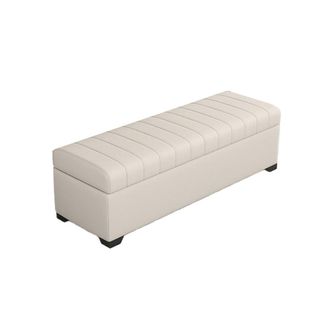 Generic Ottomane Aufbewahrungsbank F&uuml;r Wohnzimmer Und Schlafzimmer Eingangsm&ouml;bel Gepolsterter Oberseite Rechteckig Lange Aufbewahrungsbank Leder-Fu&szlig;st&uuml;tze(Whi