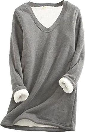 Generic Pull thermique chaud doublé en polaire épaisse pour femme - Sweatshirts dhiver chauds pour femmes - Pull ample à capuche en polaire de couleur unie su