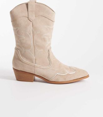 Glamorous Bottines style western en su&eacute;dine - Taupe-Neutre