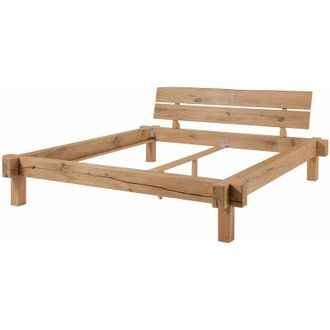 Massivmoebel24 Balkenbett Wildeiche 180x200 bianco geölt jangali 112