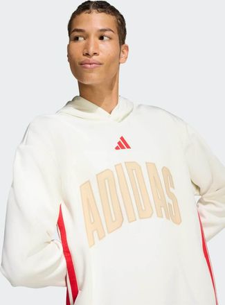 adidas Stadium - Kapuzenpullover in Wollwei&szlig;/Pure Ruby mit Grafikprint