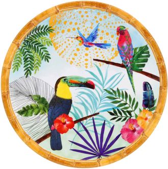 Les Jardins de la Comtesse Kleiner flacher Dessertteller aus reinem Melamin - Tukanen aus Rio - Ø 23 cm - Multicolor - Tafelservice - Quasi-unzerbrechliches MelARTmine-Geschirr