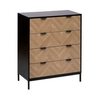 5five Simply Smart Commode 4 Tiroirs Chevrons 95cm Naturel & Noir