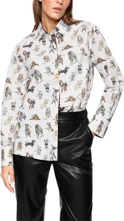 Marc Cain Langarmbluse Doggy Dogs Premium Damenmode Blusenkragen, lockerer Schnitt, Dog-Print