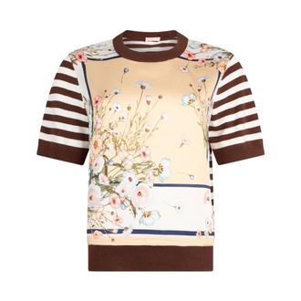 Liu Jo Femme, Pulls, Multicolore, Taille: 36 FR Top inserti in twill stampato