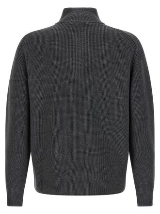 J.W.Anderson Half-Zip Wool-Cotton Knit Sweater - Charcoal