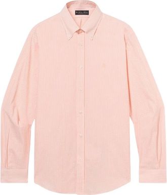 Brooks Brothers Homme, Chemises, Orange, Taille: L Chemise Seersucker &agrave; Col Boutonn&eacute;