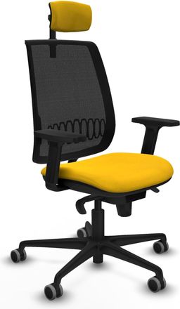 Piqueras y Crespo Alares B&uuml;rostuhl mit 2D-Armlehnen, h&ouml;henverstellbare Lendenwirbelst&uuml;tze und h&ouml;henverstellbares Kopfteil, Schwarz / Gelb