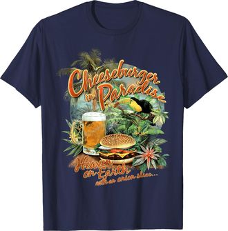 Margaritaville Cheeseburger im Paradies-Himmel auf Erden T-Shirt, Unisex, Erwachsene, Casual Wearer, Kurzarm, T-Shirt, themed-t-shirts, Blau, S