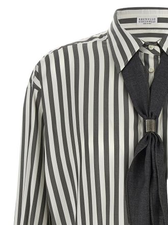 Brunello Cucinelli Striped Silk Blouse