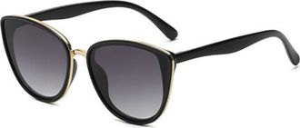 Generic Lunettes De Soleil Tendance &Agrave; Grande Monture Avec Anneau En M&eacute;tal For Hommes Et Femmes(Black)
