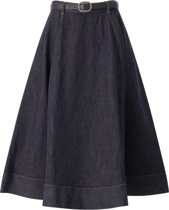 Self Portrait Midirock aus Denim