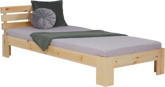 Homestyle4u 2191, Massivholzbett 90x200 mit Lattenrost Holzbett Natur Kiefer Holz Bett Bettgestell Einzelbett