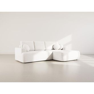 Best Mobilier Candela - ecksofa rechts 4-sitzer - schlaffunktion und bettkasten - aus boucl&eacute;-stoff - beige