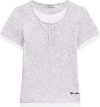 Guess Tee-shirt col rond en coton m&eacute;lang&eacute;
