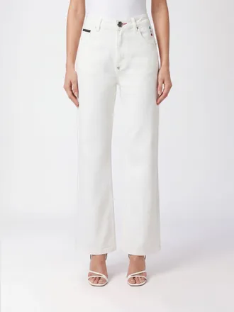 Philipp Plein Jean taille haute en denim de coton &agrave; jambe droite