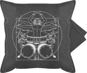 Shirtracer Kissenbezug - Deko Kissen Hobby - Schlagzeuger Drummer Geschenk Schlagzeug - 50 x 50 cm - Grau - Schlagzeug. sofakissen gurli Sofa
