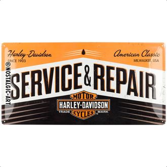 Nostalgic Art Retro Blechschild, 25 x 50 cm, Harley-Davidson - Service & Repair - Geschenk-Idee für Biker, Original Lizenzprodukt (OLP), aus Metall, Vintage Design,