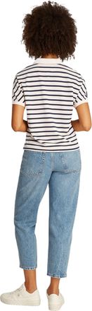 Tommy Hilfiger Damen Poloshirt Kurzarm Lyocell Relaxed ohne Knopfleiste, Mehrfarbig (Calico/Dark Night Navy STP), L