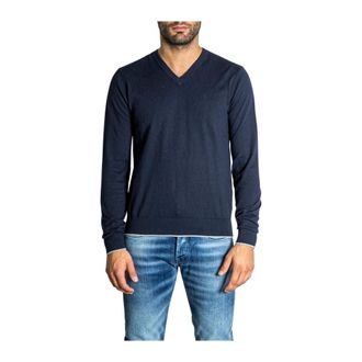 A|X Armani Exchange Homme, Pulls, Bleu, Taille: S Pull en Tricot Bleu Col en V