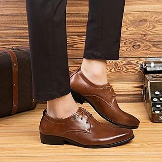Generic Chaussures Oxfords pour Hommes Confortables, Derby Mens Shoes, en Cuir de Couleur Unie Respirantes et Confortables (Brown 48)