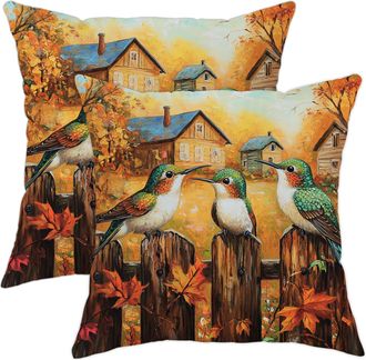 Generic Herbstkolibri Sofakissen Dekorative Sofakissenbezug Modern Zierkissenbez&uuml;ge F&uuml;r Bett Balkon Sofa 45X45Cm 2Er Set