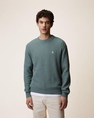 Faguo Pull col rond vert coton recycl&eacute;