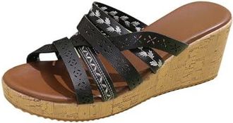 Generic Sandales à talon compensé pour femme - Sandales à talon haut - Sandales à orteils ouverts - Chaussures dété élégantes - Sandales compensées bohème - S