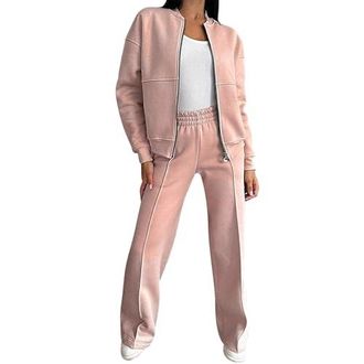 Generic Ensemble de v&ecirc;tements de d&eacute;tente pour femme UK pour femme - D&eacute;contract&eacute; - Automne et hiver - Haut gilet et pantalon tendance - Couleur unie - Fermetur