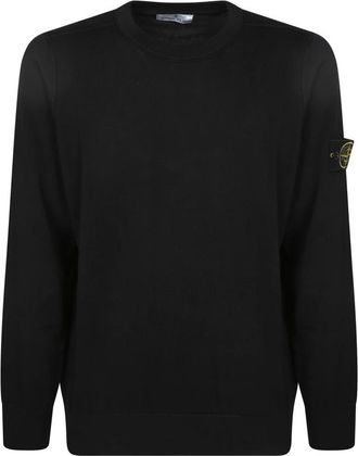 Stone Island Homme, Pulls, Noir, Taille: M Pull Noir en Coton &agrave; Manches Longues