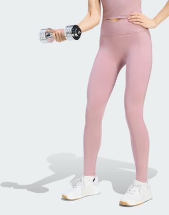 adidas 3 stripes studio all me x-over leggings mit Stautasche in magic mauve-Lila