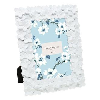 Laura Ashley Bilderrahmen aus Kunstharz, handgefertigt, 10,2 x 15,2 cm, weiße Blume, strukturiert, handgefertigt, mit Staffelei und Haken, für Tisch und Wand, deko