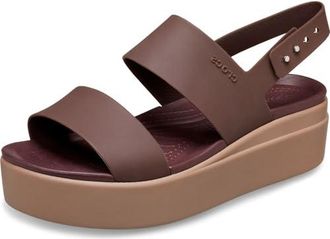 Crocs Femme Brooklyn Low Wedge Sabot, Mocha Mushroom, 33/34 EU