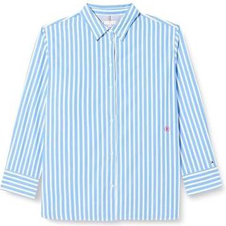 Tommy Hilfiger Chemise Femme Manches Longues, Bleu (Bold Stp/ Blue Spell), 42