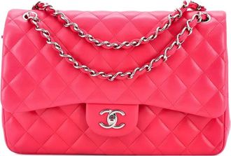 Chanel Classic Double Flap Bag Quilted Lambskin Jumbo shoulder bag - Rosa