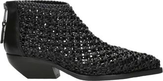 Elena Iachi Femme, Chaussures, Noir, Taille: 36 EU E4238 Bottines Tress&eacute;es en Cuir
