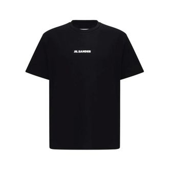 Jil Sander Homme, Tops, Noir, Taille: S T-shirt Classique en Coton