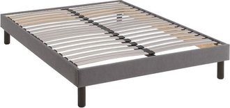 TERRE DE NUIT Terre De Nuit - Sommier kit déco gris tapissier pieds inclus - 90x200
