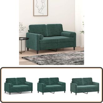 vidaXL Vidaxl - Canapé 2 places avec oreillers vert foncé 120 cm velours - Canapé Deux Places - Canapé Velours - Canapé Vert - Meuble Salon - Mobilier