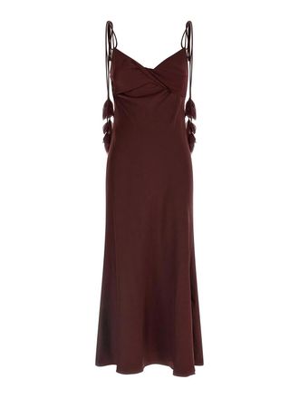 Self Portrait Robe Au Genou - Rouge Brun
