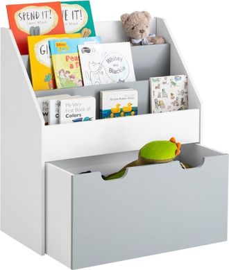 SoBuy Sobuy - Bibliothèque Étagère à Livres Étagère de Rangement Jouets pour Enfants Porte-revues à 3 Niveaux avec 1 boîte de Rangement KMB17-HG