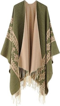 ORANDESIGNE Poncho Ch&acirc;le Femme &Eacute;charpe Cape &Eacute;paisse El&eacute;gant Chaud Hiver Grand Taille Foulard Chaud Ouverture Cachemire dimitation Douce Ch&acirc;le C Vert