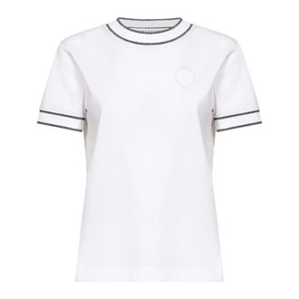 Brunello Cucinelli Funkelndes Baumwollstrick-Rundhals-Shirt - - Tops - Damen - Wei&szlig; - XL
